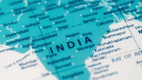 Zoom in india detailed map exploration t... | Stock Video | Pond5