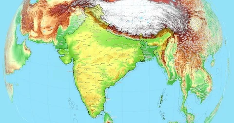 Zoom to India Map. Cities, State Borders... | Stock Video | Pond5