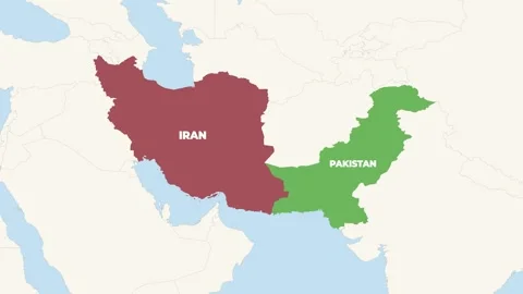 Zoom In To Iran and Pakistan On Blue and... | Stock Video | Pond5