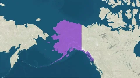Zoom in to the map of Alaska with text, ... | Stock Video | Pond5