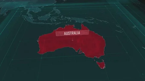 Zoom in to the map of Australia, with te... | Stock Video | Pond5