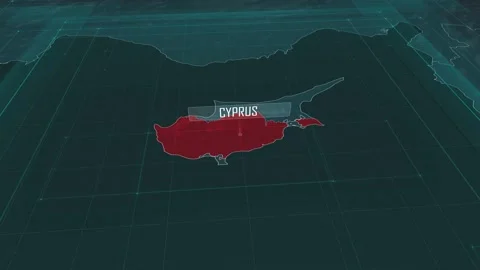 Zoom in to the map of Cyprus, with text ... | Stock Video | Pond5