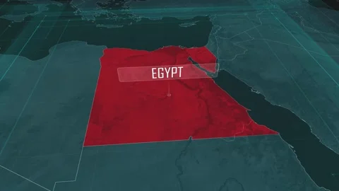 Zoom in to the map of Egypt, with text a... | Stock Video | Pond5