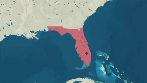 Zoom in to the map of Florida with text,... | Stock Video | Pond5
