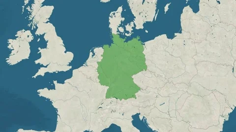 Zoom in to the map of Germany with text,... | Stock Video | Pond5