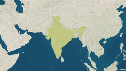 Zoom in to the map of India with text, t... | Stock Video | Pond5