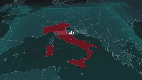 Zoom in to the map of Italy, with text a... | Stock Video | Pond5