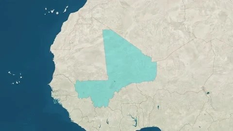 Zoom in to the map of Mali with text, te... | Stock Video | Pond5