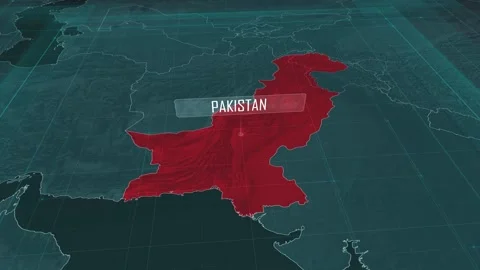 Zoom in to the map of Pakistan, with tex... | Stock Video | Pond5