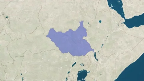 Zoom in to the map of South Sudan with t... | Stock Video | Pond5