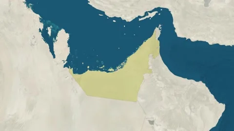 Zoom in to the map of United Arab Emirat... | Stock Video | Pond5