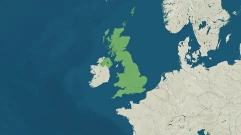 Zoom in to the map of United Kingdom wit... | Stock Video | Pond5