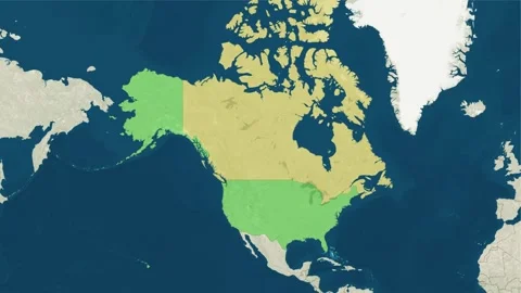 Zoom in to the map of United States and ... | Stock Video | Pond5