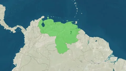Zoom in to the map of Venezuela with tex... | Stock Video | Pond5