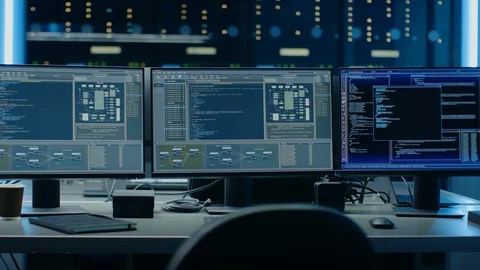 Zoom In on Multiple Personal Computer Mo... | Stock Video | Pond5