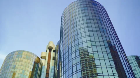 Zoom in office building. Tall glass buil... | Stock Video | Pond5