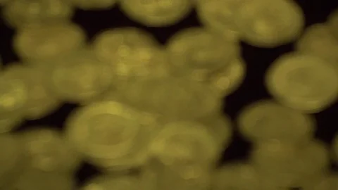 Zoom out ancient gold coins on the black... | Stock Video | Pond5