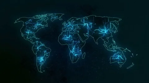 Zoom out animation of digital world map ... | Stock Video | Pond5