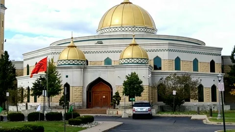 Zoom out of the largest mosque in North ... | Stock Video | Pond5