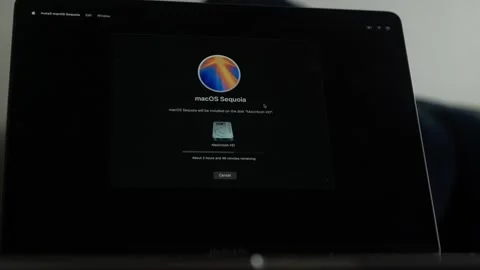 Zoom out MacBook Pro screen reinstall ma... | Stock Video | Pond5