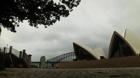 Zoom out of Sydney Opera House and silho... | Stock Video | Pond5