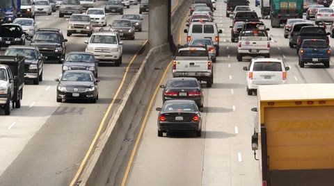Zoom Out / View of Traffic on Busy Freew... | Stock Video | Pond5