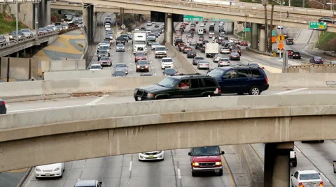 Zoom Out / View of Traffic on Busy Freew... | Stock Video | Pond5