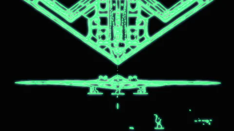 Zoom-in shot of CGI: Green Stealth bombe... | Stock Video | Pond5