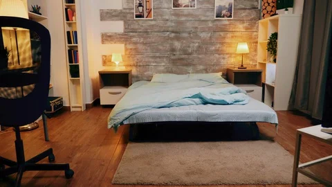 Empty Bedroom Night Stock Footage ~ Royalty Free Stock Videos | Pond5