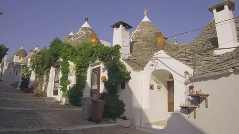 Zoom in on a street of Beehive rooved Tr... | Stock Video | Pond5