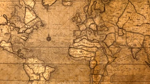 Zoom on a vintage global map, revealing ... | Stock Video | Pond5