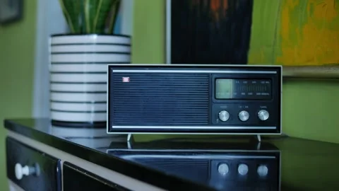 Zoom into Vintage radio reflected on 60s... | Stock Video | Pond5