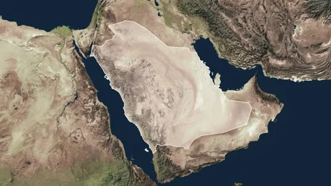 Zoom in from World Map to Saudi Arabia, ... | Stock Video | Pond5