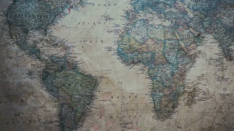 Zoom World Old Vintage Paper Map | Stock Video | Pond5