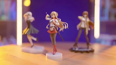 Zooming on anime girl figures collector ... | Stock Video | Pond5
