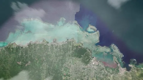 Zooming in on Faleula, Samoa frome space... | Stock Video | Pond5