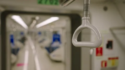Zooming to the hand holder in the subway... | Stock Video | Pond5