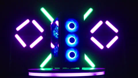 Zooming on RGB gaming computer on LED pl... | Stock Video | Pond5